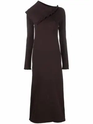 JIL SANDER Asymmetric Collar Maxi Dress