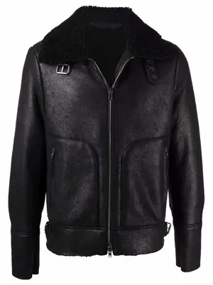 SALVATORE SANTORO Shearling-trim Leather Jacket