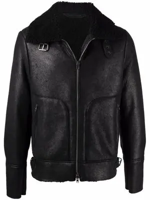 SALVATORE SANTORO Shearling-trim Leather Jacket