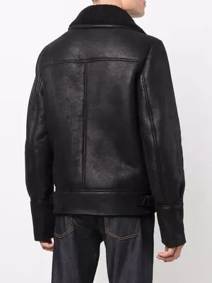 SALVATORE SANTORO Shearling-trim Leather Jacket