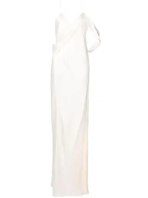 Michelle Mason Silk Wrap Gown - White
