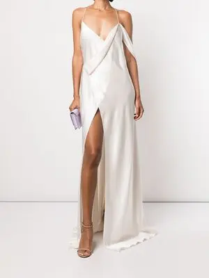 Michelle Mason Silk Wrap Gown - White