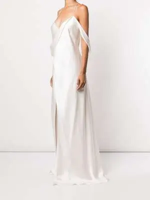 Michelle Mason Silk Wrap Gown - White
