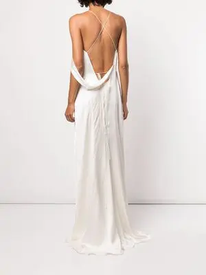 Michelle Mason Silk Wrap Gown - White