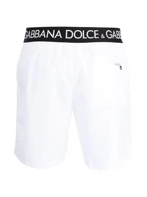 Dolce & Gabbana Logo-waistband Swim Shorts - White