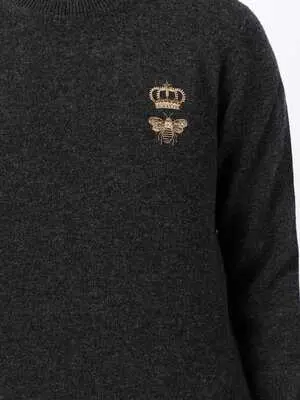 Dolce & Gabbana Fine-knit Embroidered Jumper - Grey