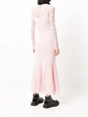 Alexander Mcqueen Crocheted Lace Midi Dress In Pink - 40% Off | Editorialist