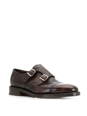 John Lobb Leather Buckle Monk Shoes - Brown