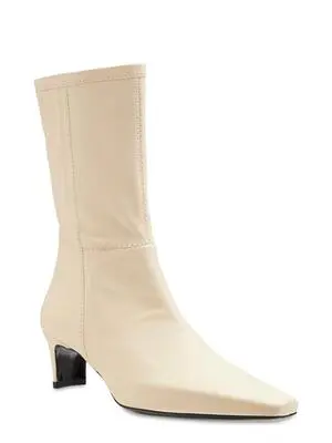 Staud 50mm Lars Leather Ankle Boots - Cream