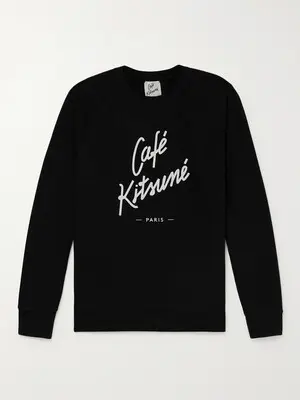 CAFÉ KITSUNÉ Logo-print Cotton-jersey Sweatshirt