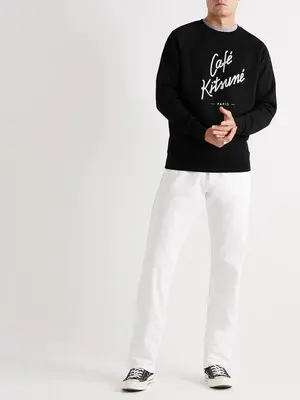 CAFÉ KITSUNÉ Logo-print Cotton-jersey Sweatshirt