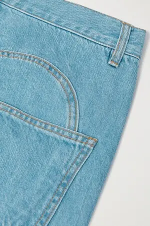 AREA Crystal-embellished Cutout Mid-rise Straight-leg Jeans