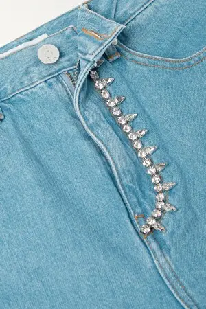 AREA Crystal-embellished Cutout Mid-rise Straight-leg Jeans