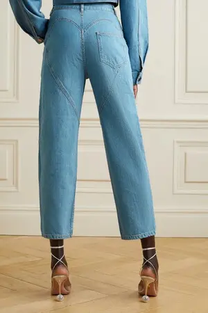 AREA Crystal-embellished Cutout Mid-rise Straight-leg Jeans