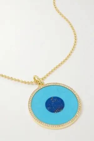 JENNIFER MEYER Large Evil Eye 18-karat Multi-stone Necklace - Blue