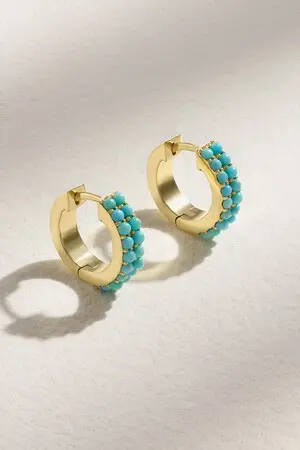 JENNIFER MEYER 18-karat Turquoise Hoop Earrings - Gold