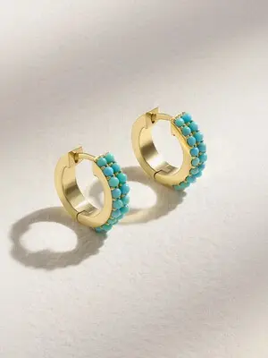 JENNIFER MEYER 18-karat Turquoise Hoop Earrings - Gold