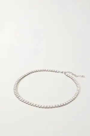 Amina Muaddi Amina Muaddi Silver-tone Crystal Chain Necklace Neutrals