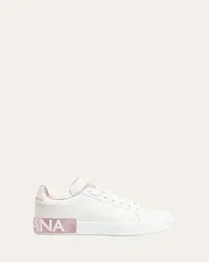Dolce & Gabbana Portofino Bicolor Logo Low-top Sneakers - White/pink