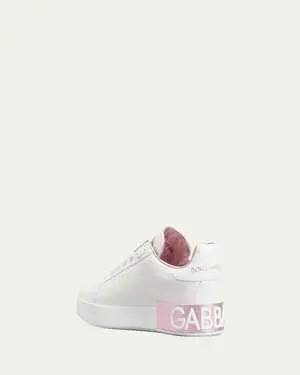 Dolce & Gabbana Portofino Bicolor Logo Low-top Sneakers - White/pink