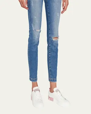 Dolce & Gabbana Portofino Bicolor Logo Low-top Sneakers - White/pink