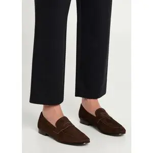 BOUGEOTTE Coffee Suede Flat Loafers - Brown Cof