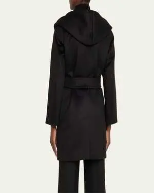 Max Mara Rialto Hair Belted Coat - Black
