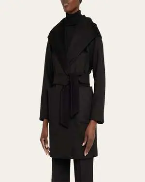 Max Mara Rialto Hair Belted Coat - Black