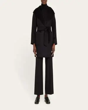Max Mara Rialto Hair Belted Coat - Black