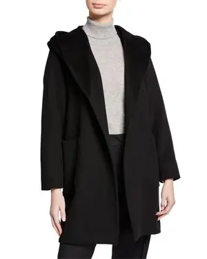 Max Mara Rialto Hair Belted Coat - Black