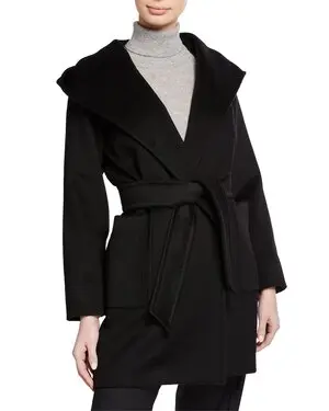 Max Mara Rialto Hair Belted Coat - Black