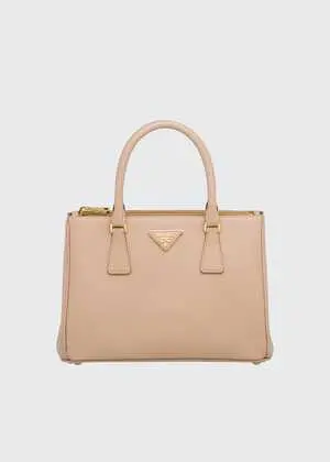 Prada Galleria Small Saffiano Double-Zip Tote Bag Gray