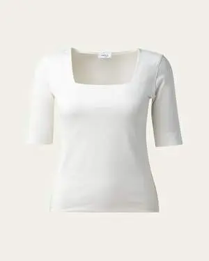 Akris Cotton Square-neck Tee - Off White