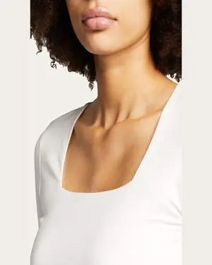 Akris Cotton Square-neck Tee - Off White