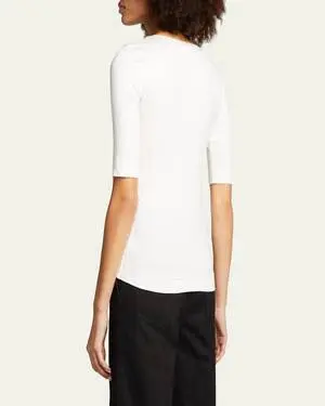 Akris Cotton Square-neck Tee - Off White