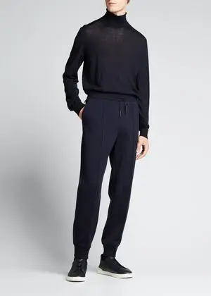Ermenegildo Zegna Men's Solid Wool-Blend Sweatpants - Nvy Sld