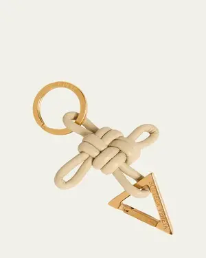 Bottega Veneta Knotted Napa Key Chain 9009 White-gold