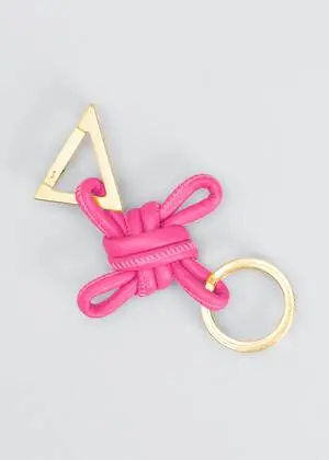 Bottega Veneta Knotted Napa Key Chain Bon Bon Silver