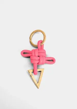Bottega Veneta Knotted Napa Key Chain Cranberry/gold