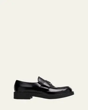Prada Triangle Logo Leather Loafers