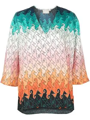 MARY KATRANTZOU Pathos Geometric-print Silk Blouse