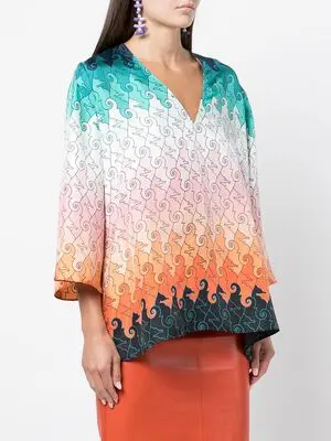 MARY KATRANTZOU Pathos Geometric-print Silk Blouse