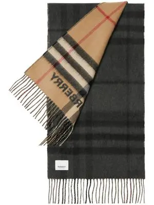 Burberry Contrast-check Cashmere Scarf Neutrals