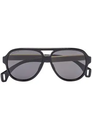 Gucci Double-bridge Pilot Sunglasses - Black