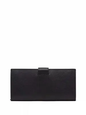 Prada Logo-plaque Leather Wallet - Black