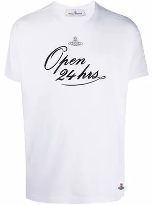 Vivienne Westwood Open 24 Hours Print T-Shirt In White - 23% Off