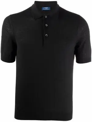 BARBA NAPOLI Short-sleeve Silk Polo Shirt - Black