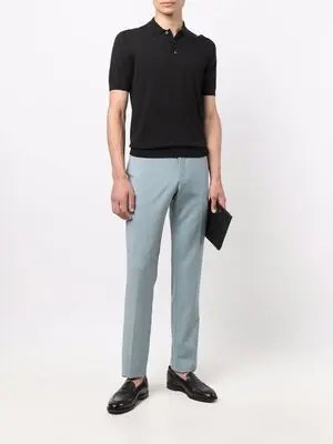 BARBA NAPOLI Short-sleeve Silk Polo Shirt