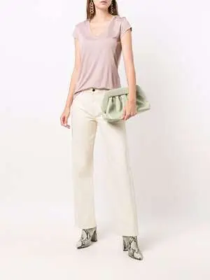 Elisabetta Franchi Chain Detail V-neck T-shirt - Neutrals