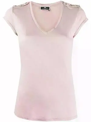Elisabetta Franchi Chain Detail V-neck T-shirt